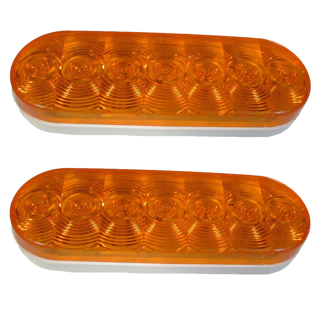 019-03-300 (2) Two Orange 6" Oval 12 Volt LED Lights STT (Stop / Turn