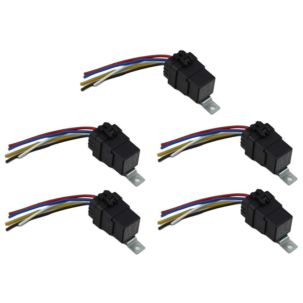 5 Pack - 5 Terminal Weatherproof Relay 12 Volt with Sealed Wiring Harn