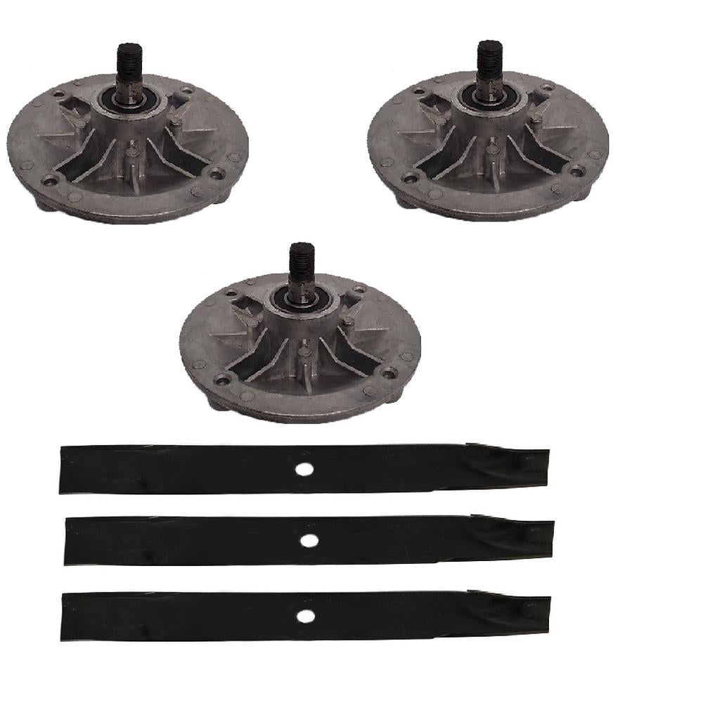 (3) Mower Deck Spindles & (3) Mower Blades Fits Toro Replaces 110-6837