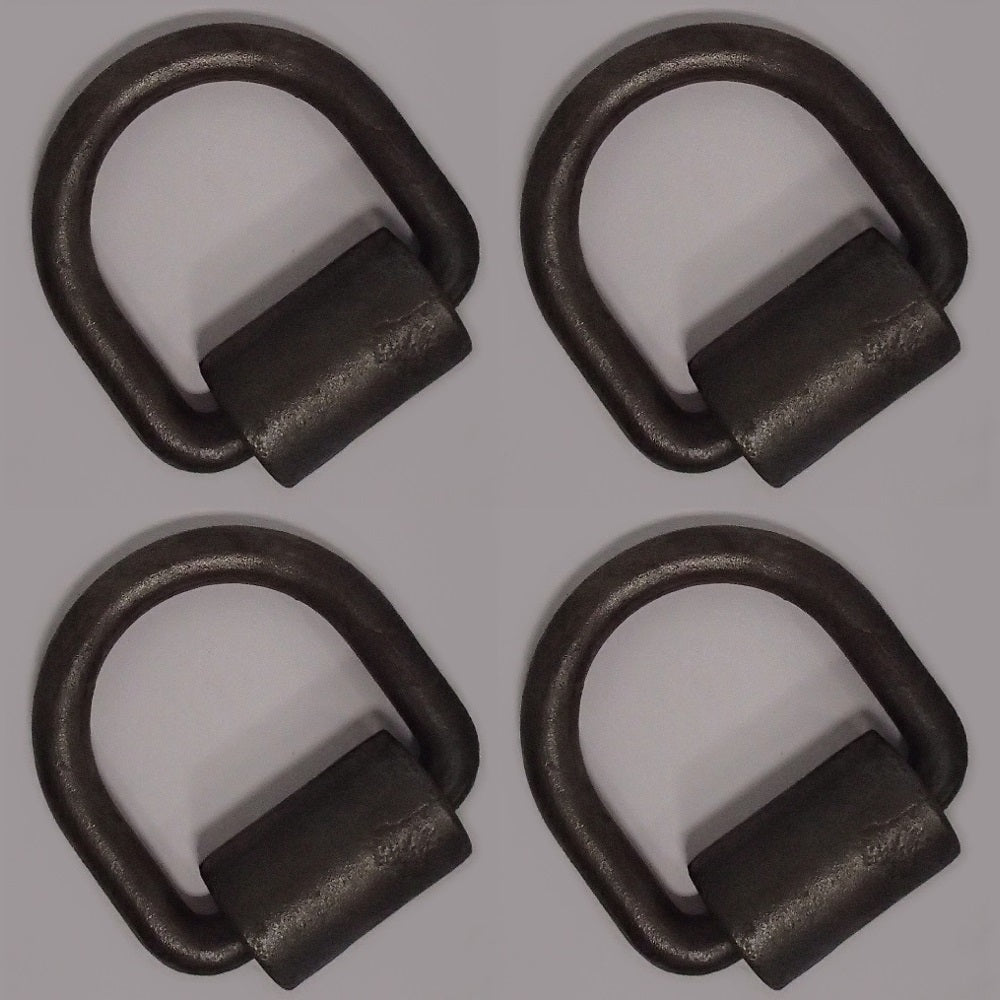 (4) 1/2" D Ring Weld-On Flatbed Truck Trailer Ratchet Strap Cargo Tie